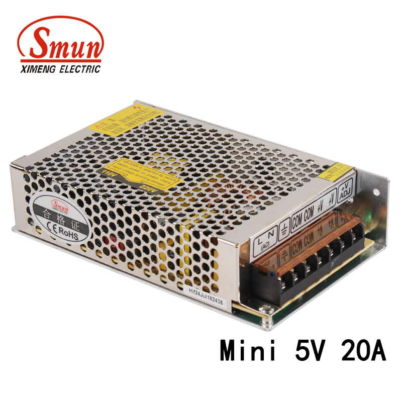 Smun as-100-5 100W 5VDC 20A AC-DC Mini LED Power Supply - 5V 20A Power ...