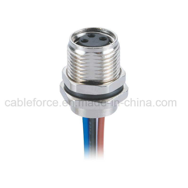 M8 3pin Female Panel Mount Connector with Wires Front Fastened ...