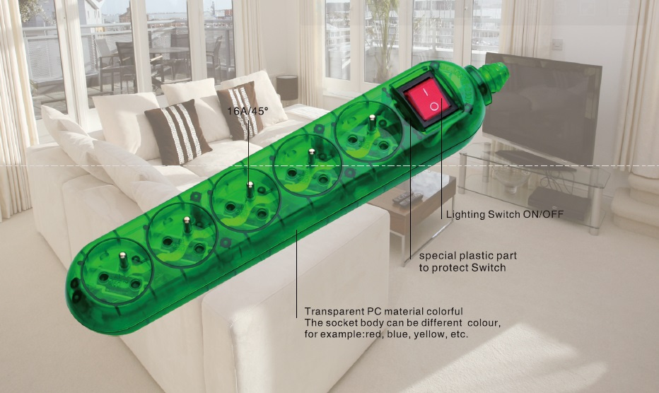 5 Outlet French Power Socket, Power Strip (GGFNBK05C) - Outlet ...