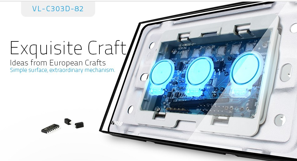 Livolo Three Gang Sensor Wall Smart Touch Dimmer Switch (VL-C303D-81/82 ...