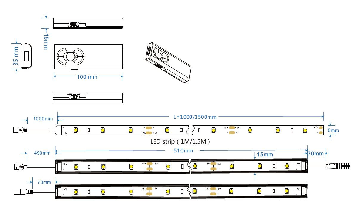 Human Infrared Sensor LED Bed Light Wardrobe Light Strip Kit - LED ...