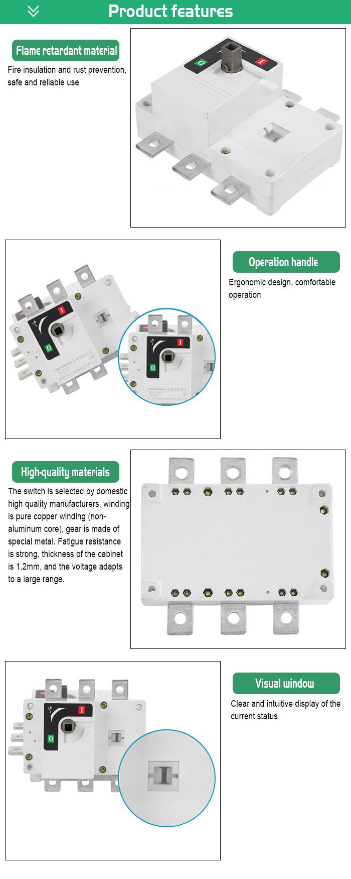 3 Pole 100A 200A Rotary Changeover Switch - Rotary Changeover Switch ...
