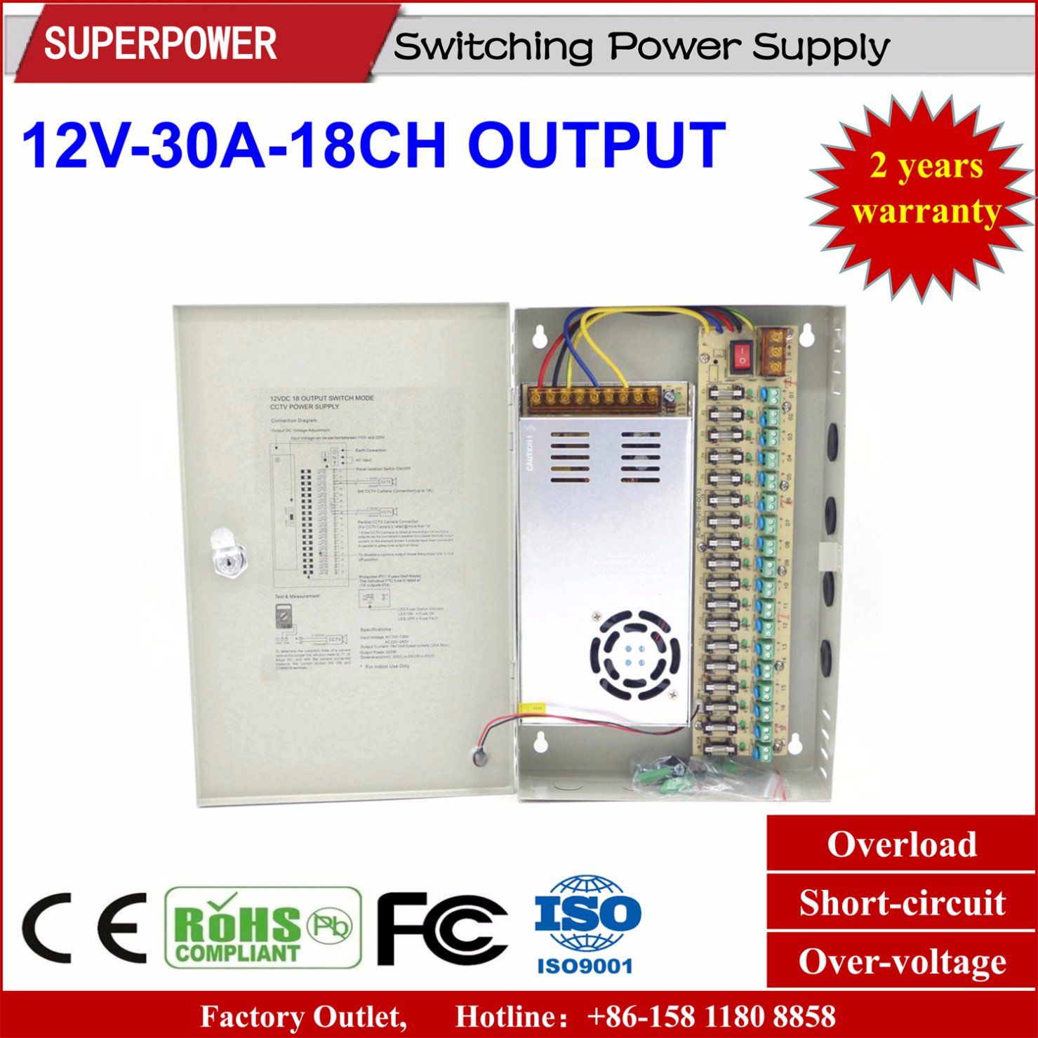 12V 30A 18CH Output CCTV Camera Switching Power Supply - LED Driver ...