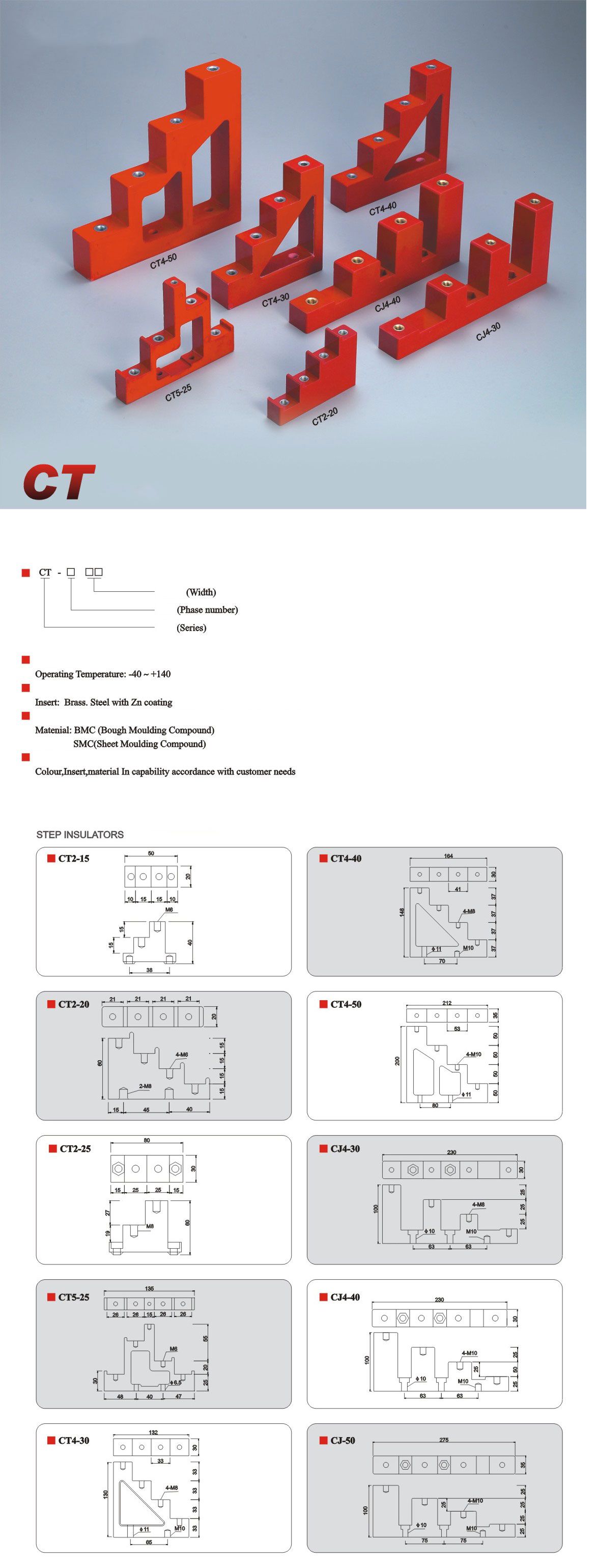 Busbar Insulator Busbar Support Step Busbar Insulator CT4-40 - Step ...
