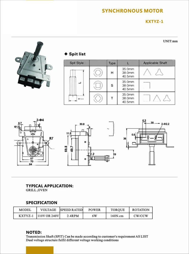 AC Synchronous Motor Tyj50-8b1 for /Oven Rotisseries - Gear Motor,Fan ...