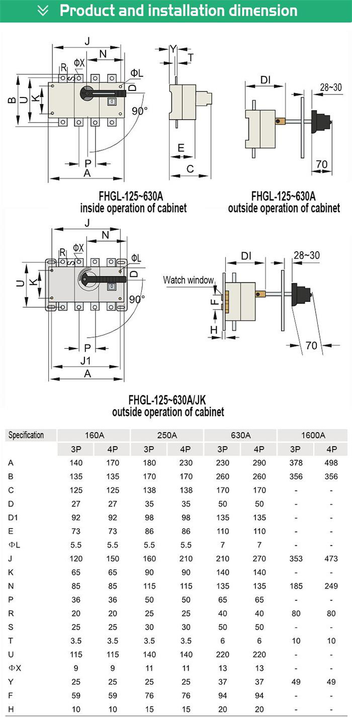 3 Pole 100A 200A Rotary Changeover Switch - Rotary Changeover Switch ...