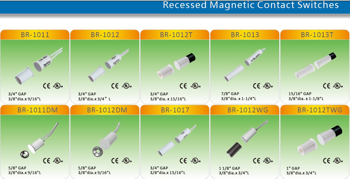 Recessed Mounted Magnetic Contact Switches Br-1012t - Ul Magnetic ...