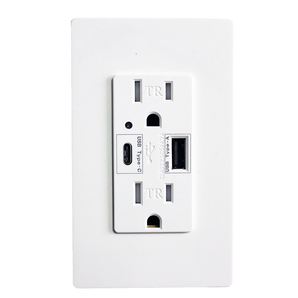 15A USB Type a & C USB Port USB Wall Charger Socket UL Listed - Type C ...