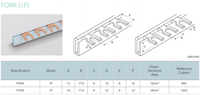 1p Terminal Block Connector Copper Busbar with U or Fork Type for MCB ...