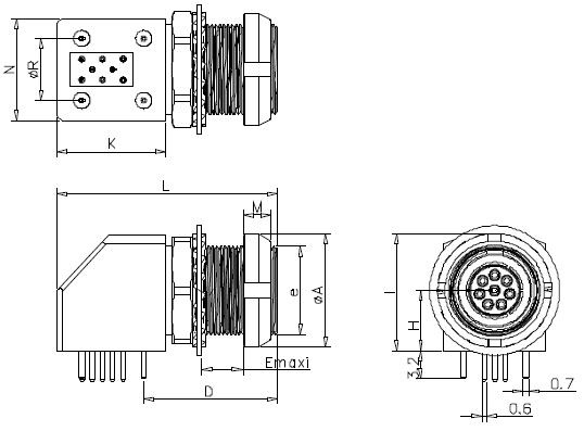 Lemo Compatible 90 Degree Elbow PCB Connector - Lemo Socket, Circular ...