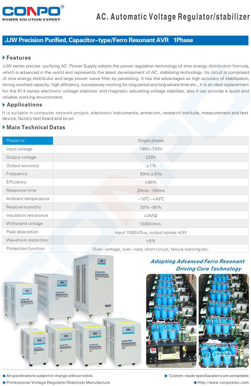 Jjw-1kVA Digital Capacitor-Type/Ferro Resonant, Precisioin Purified ...